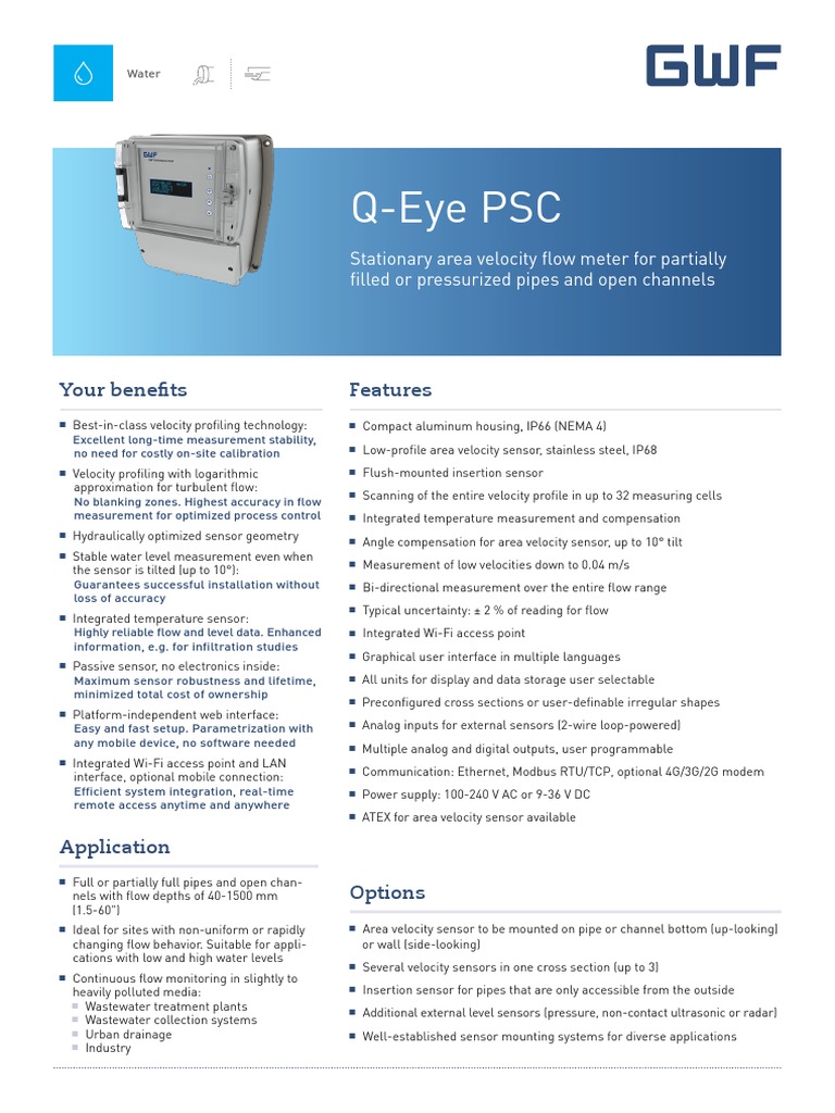 Q-Eye PSC: Features Your Benefits | PDF | Flow Measurement | Sensor
