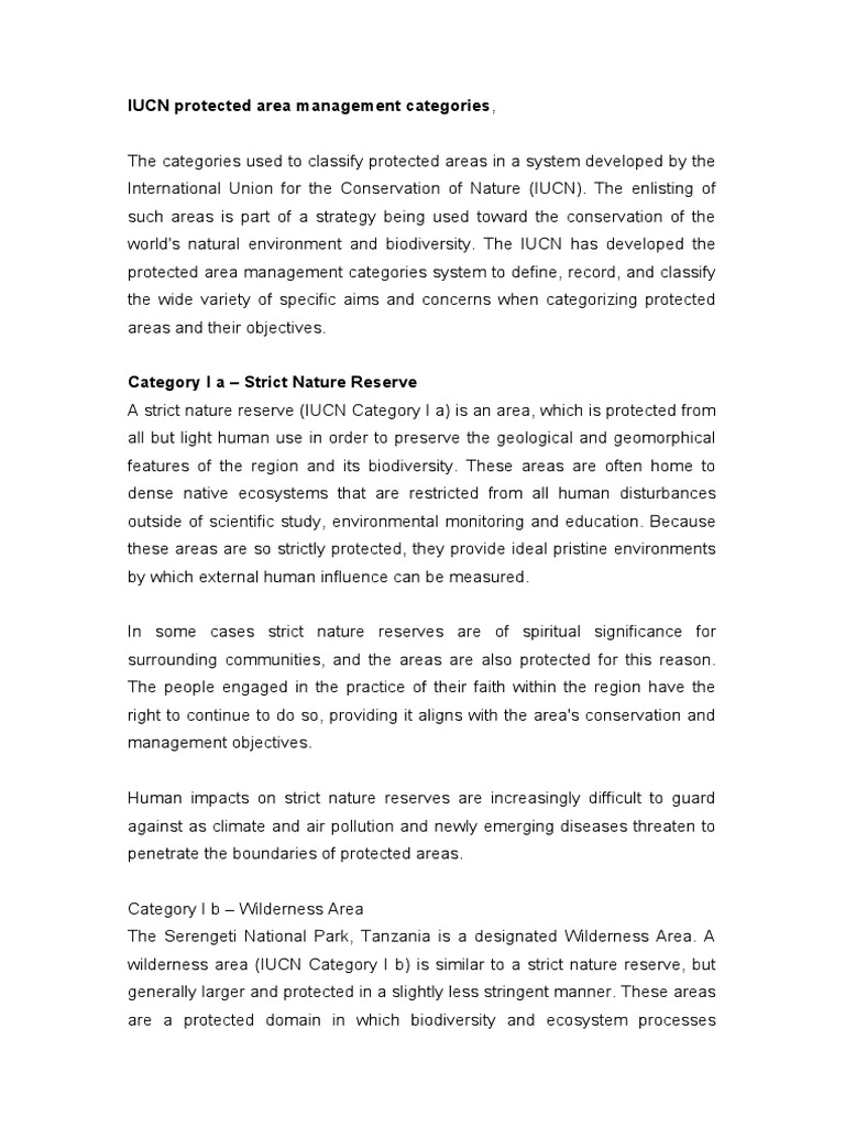IUCN Protected Area Management Categories | PDF | Biogeochemistry ...