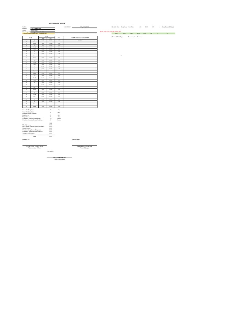 DTR Template | PDF | Working Time | Employee Relations