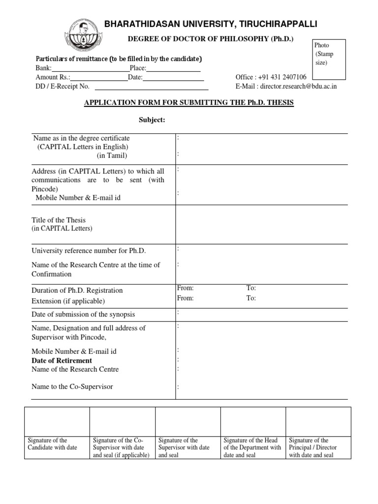 Ph.D. Thesis Submission Guidelines | PDF | Thesis | Doctorate
