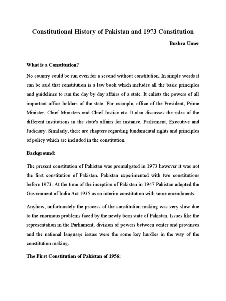 Constitutional History of Pakistan | PDF | Supreme Courts | Pakistan