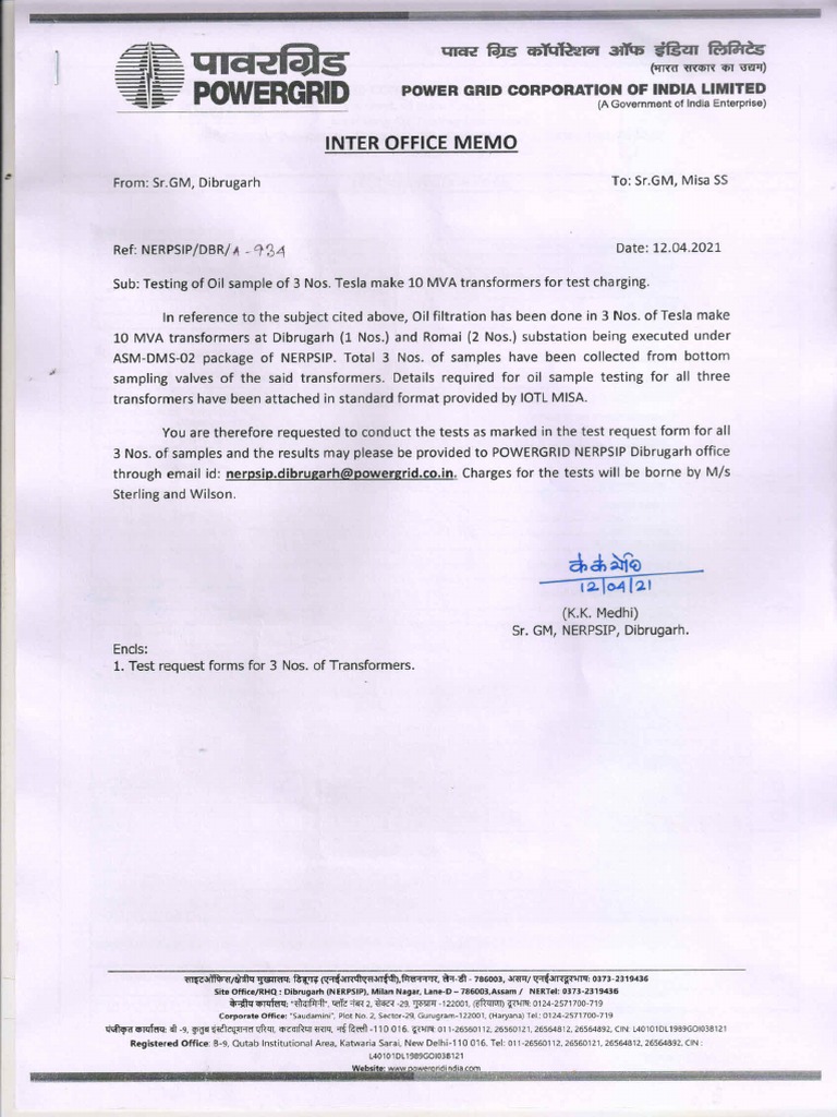 TransformerTest Requisition Form (Romai, Dibrugarh) | PDF