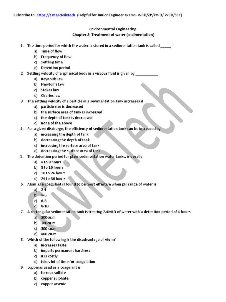 Environmental Engineering MCQ | PDF