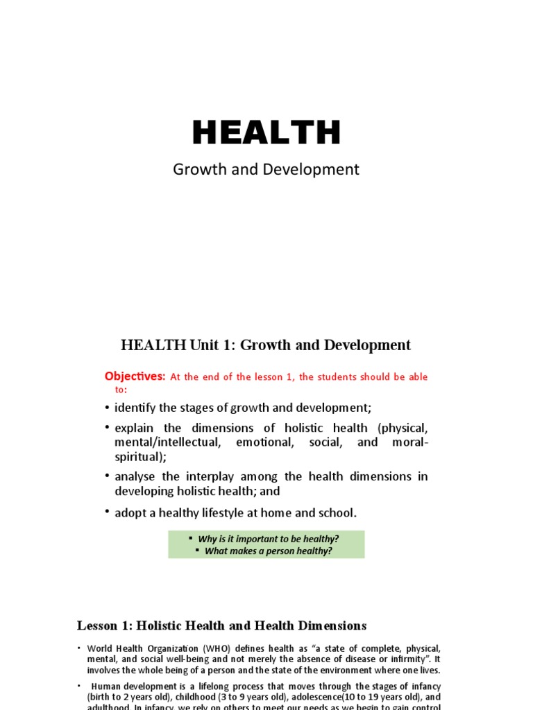 Holistic Health: Growth & Development Stages | PDF | Toothbrush | Oral ...