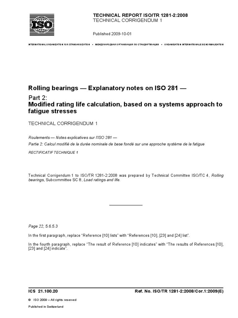 ISO-281-2-2008 Corrigendum-2009 | PDF | International Organization For ...