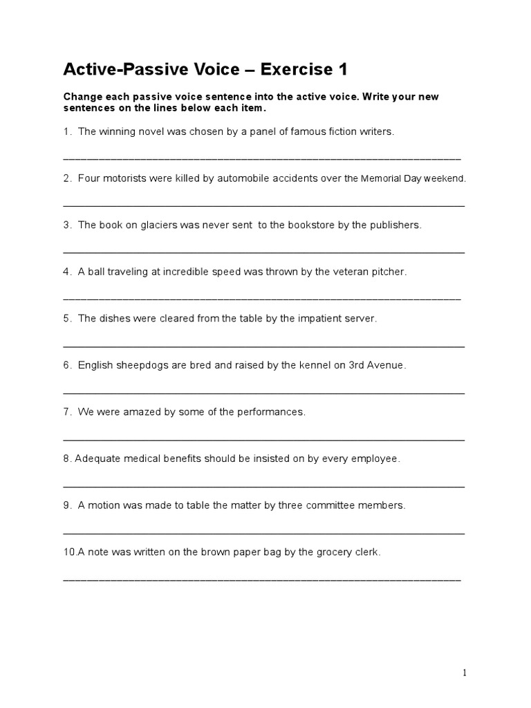 Active-Passive Voice - Exercise 1 | PDF