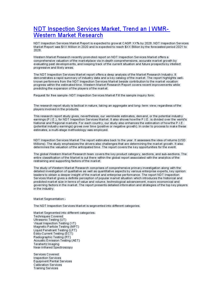 NDT Inspection Services Market | PDF | Nondestructive Testing | Science