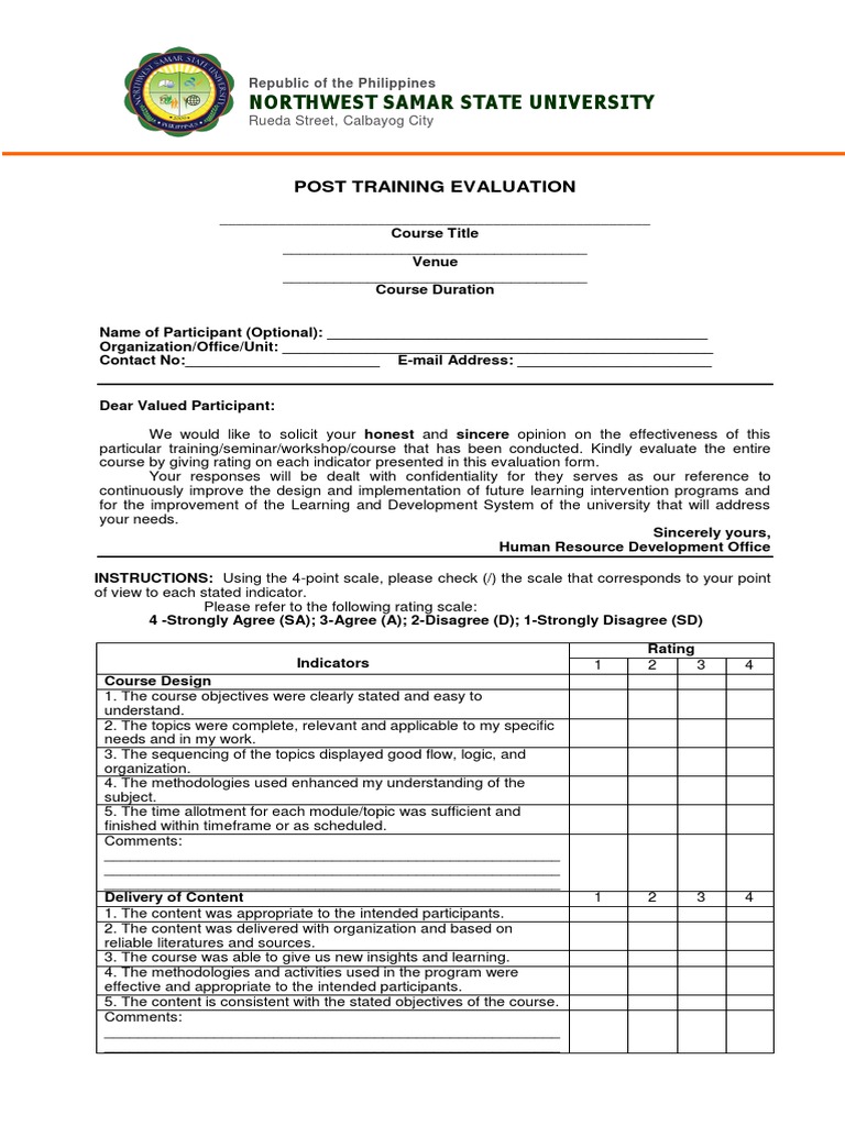 Sample of Evaluation Form | PDF | Evaluation | Cognition