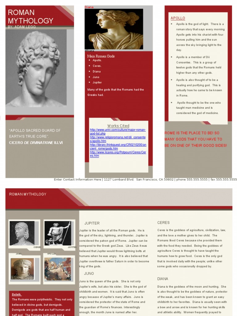 Roman Mythology Brochure | Download Free PDF | Jupiter (Mythology) | Apollo