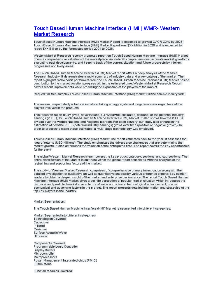 Touch Based Human Machine | PDF | Automation | User Interface