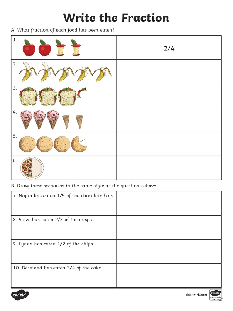 Write The Fraction Activity Sheet | PDF
