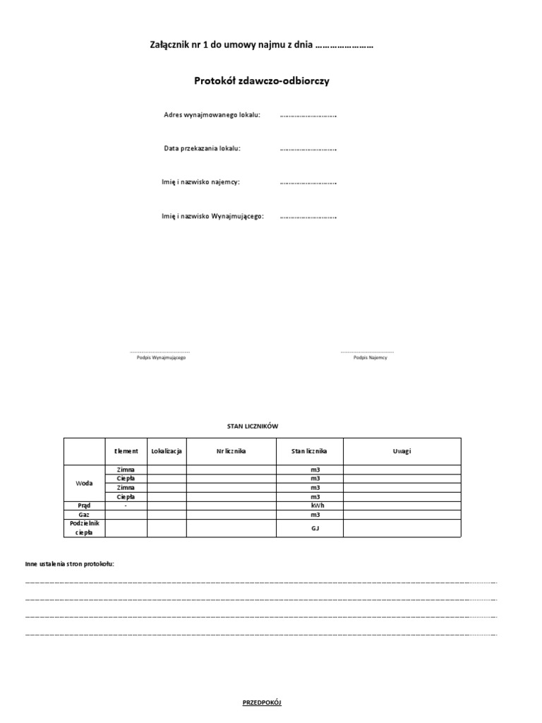 Protokol Zdawczo Odbiorczy | PDF