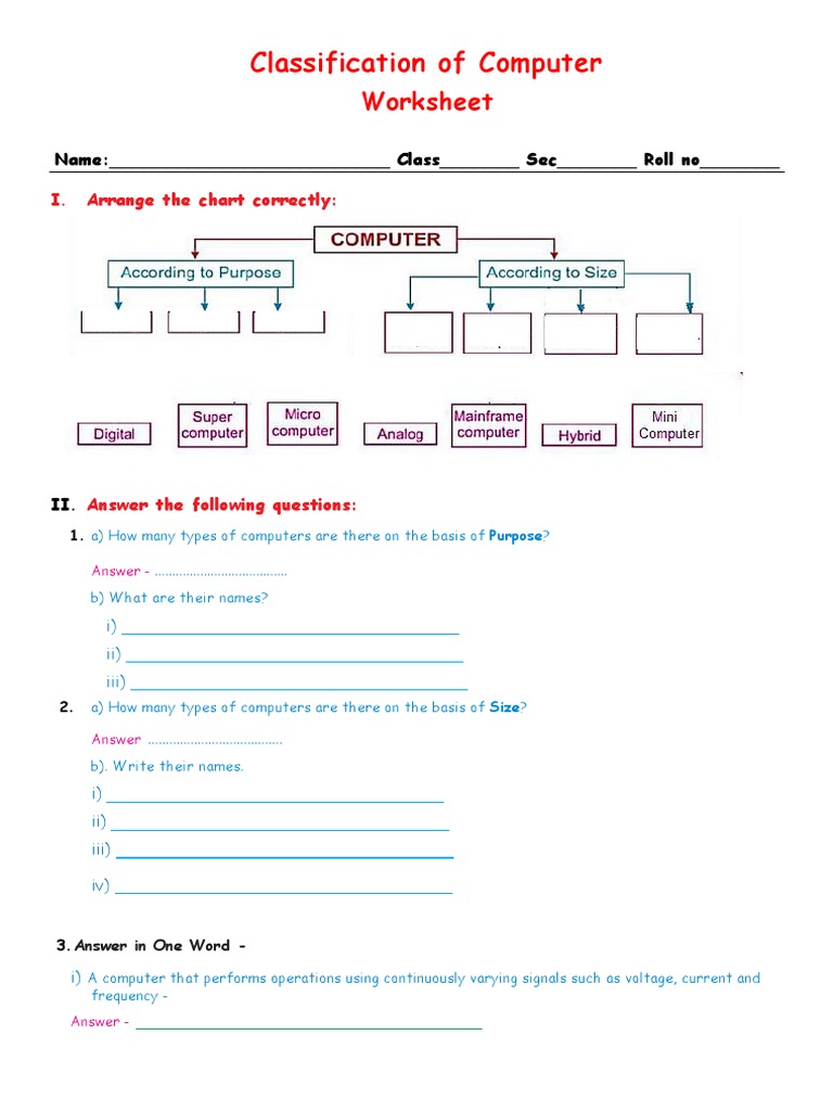 Types of Computers Worksheet | PDF | Desktop Computer | Laptop