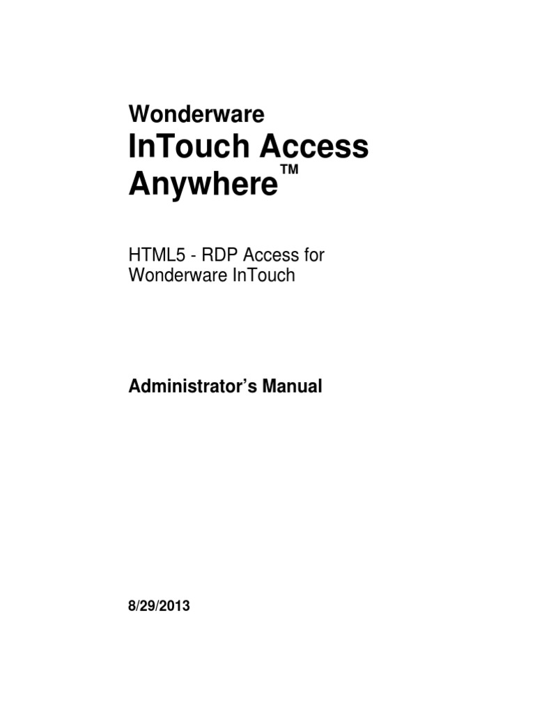 Wonderware - InTouch Access Anywhere Admin Manual 2013 | PDF | Remote Desktop Services | Public ...