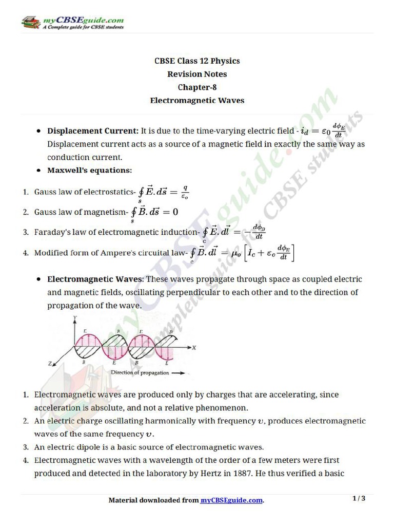 12 Physics Notes ch08 Electromagnetic Waves | PDF