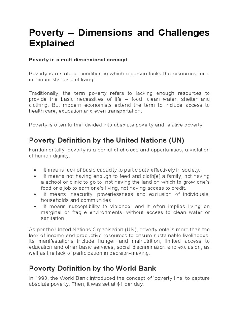 Poverty - Dimensions and Challenges Explained: Poverty Definition by ...