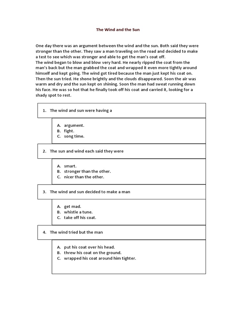 The Wind and the Sun Story | PDF