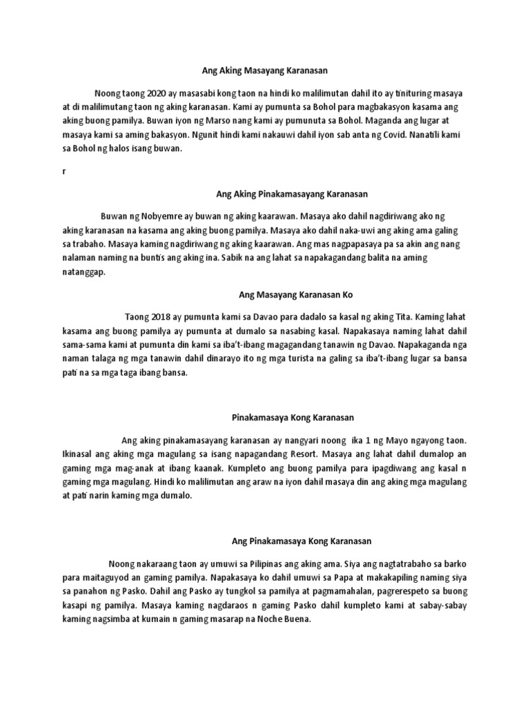 Grade 4 Ang Aking Masayang Karanasan | PDF