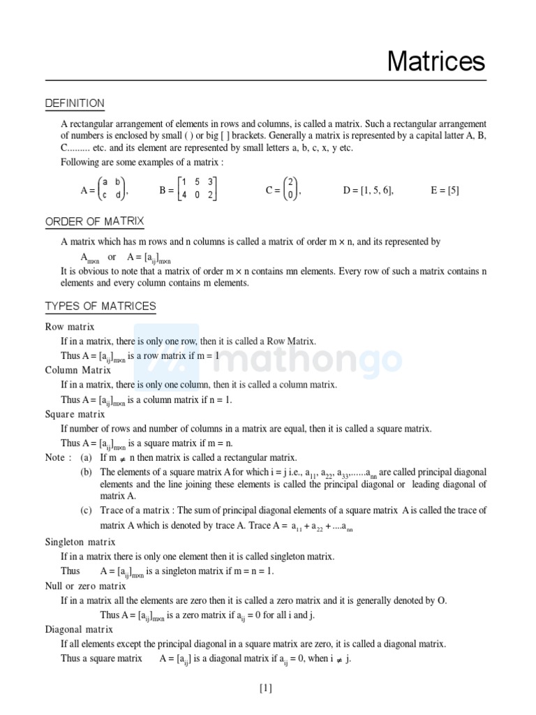 Matrices Determinants Mathongo | PDF | Matrix (Mathematics) | Determinant