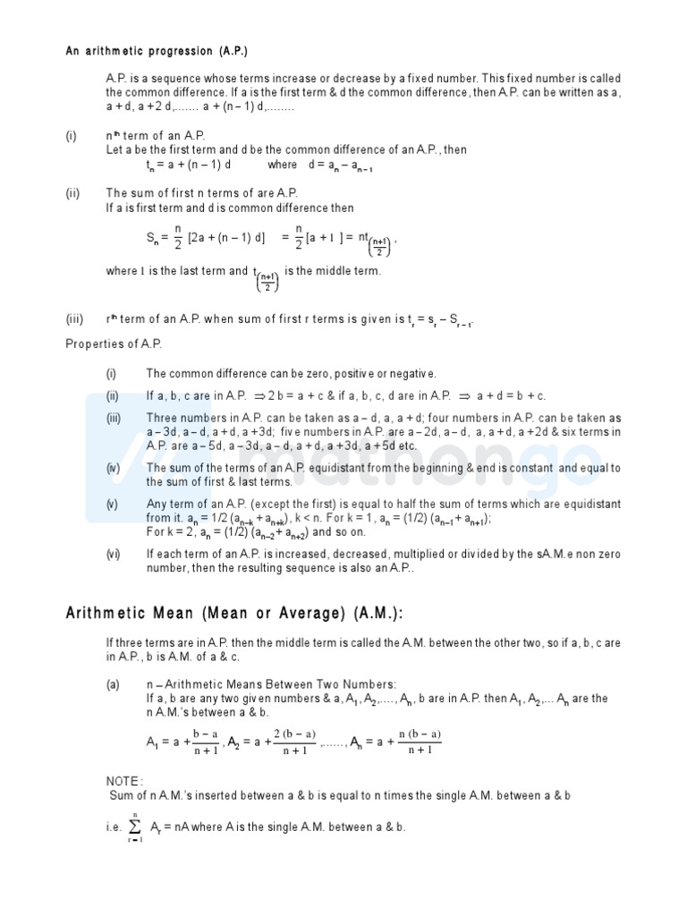 Sequence Series Mathongo | PDF | Mean | Mathematical Concepts