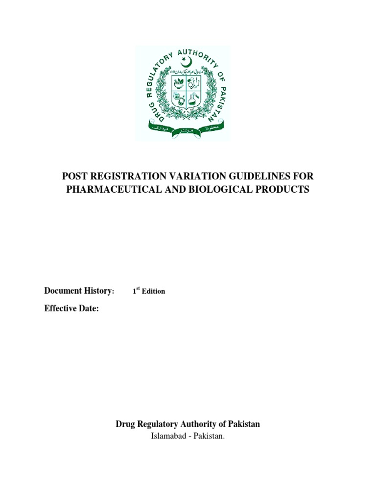 Draft Guidelines On Post Registration Variations To Registered ...