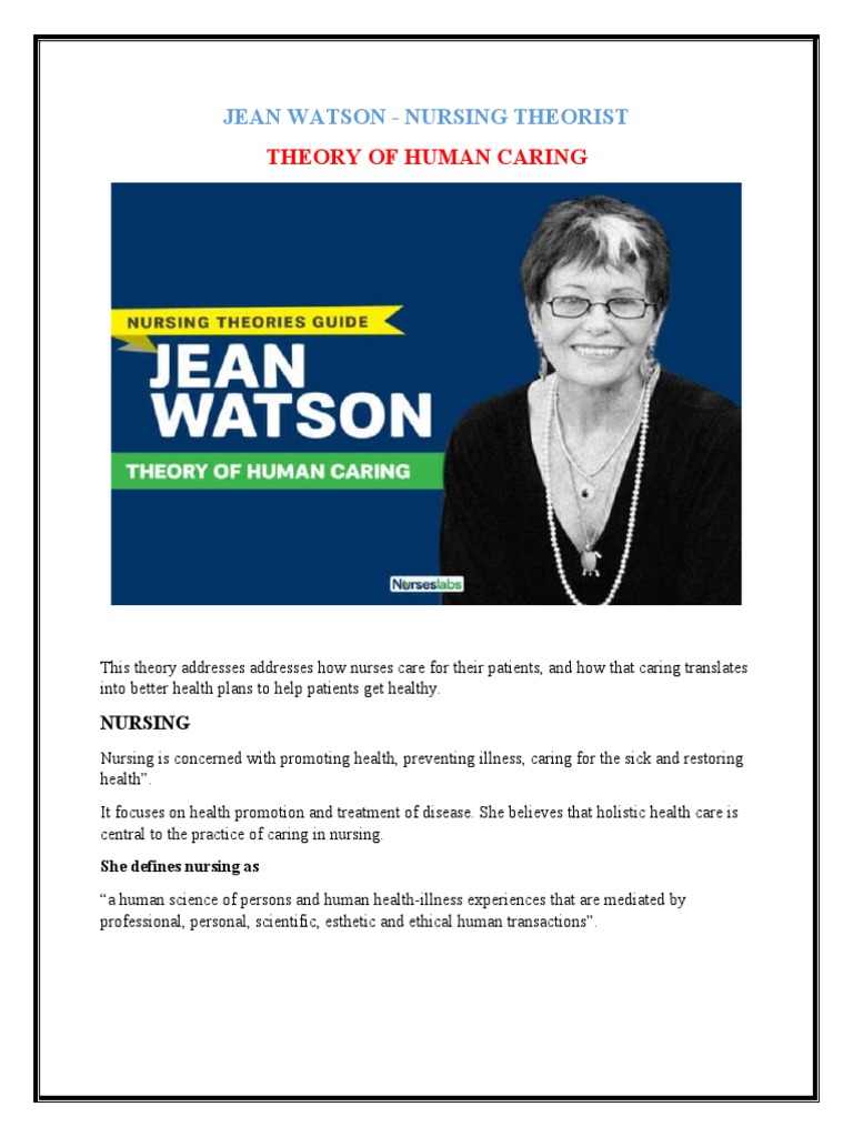 Jean Watson Theory | PDF