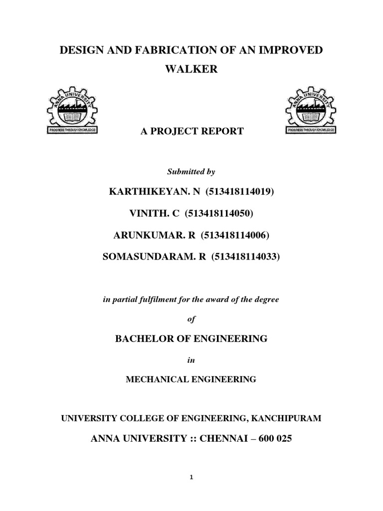 Design and Fabrication of A Improved Walker | PDF | Balance (Ability ...
