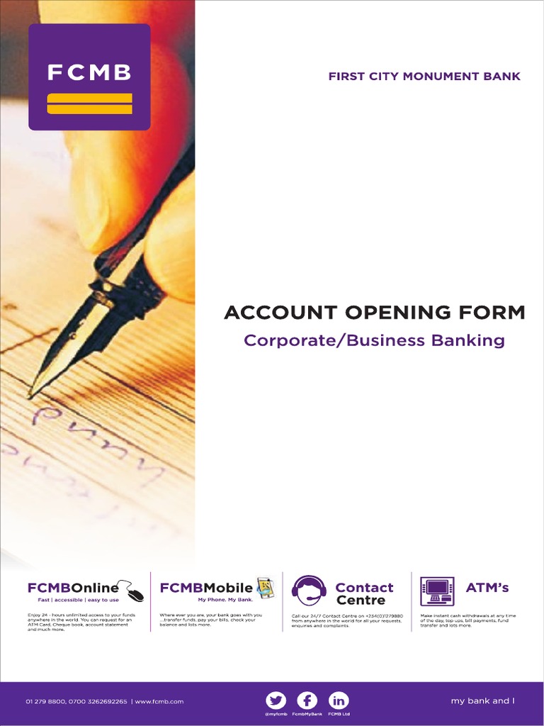 FCMB - Corporate Account Opening Form | PDF