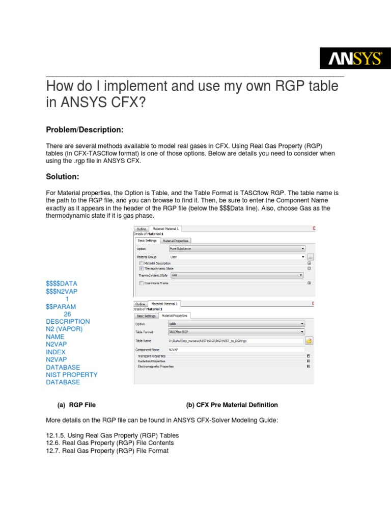 Implementing RGP Tables in ANSYS CFX | PDF