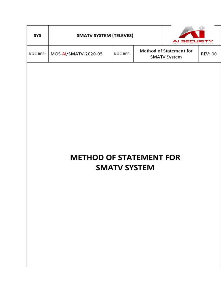 Method Statement - SMATV | PDF | Equipment | Manufactured Goods