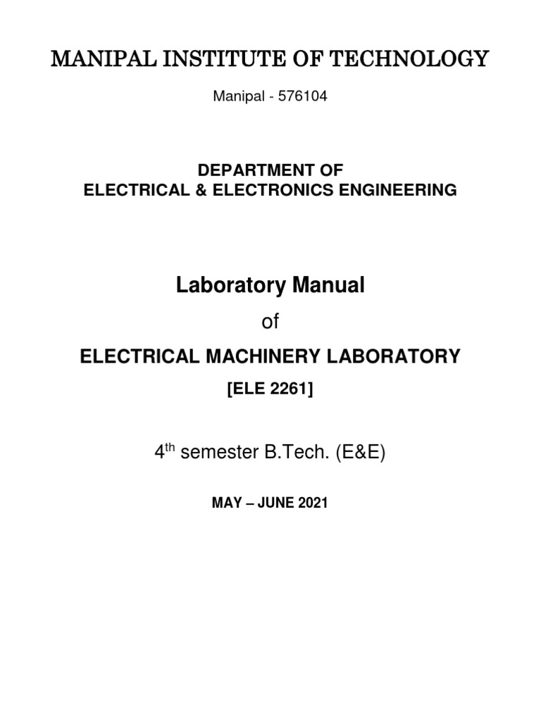 MODULE-1 - Electrical Machinery Lab - 2021 - Manual | PDF | Electric ...