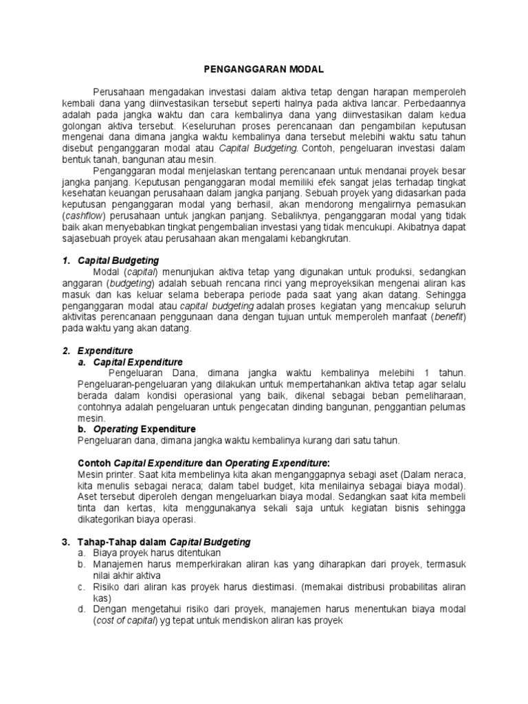 Penganggaran Modal | PDF | Hukum