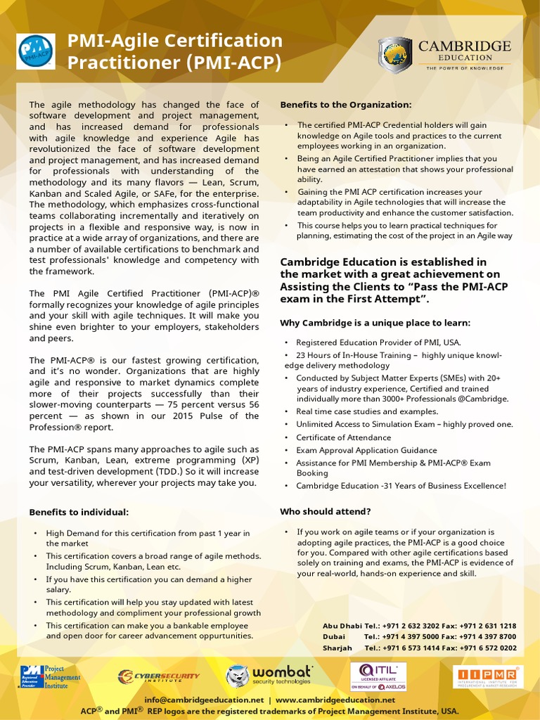 PMI-Agile Certification Practitioner (PMI-ACP) : Benefits To The ...