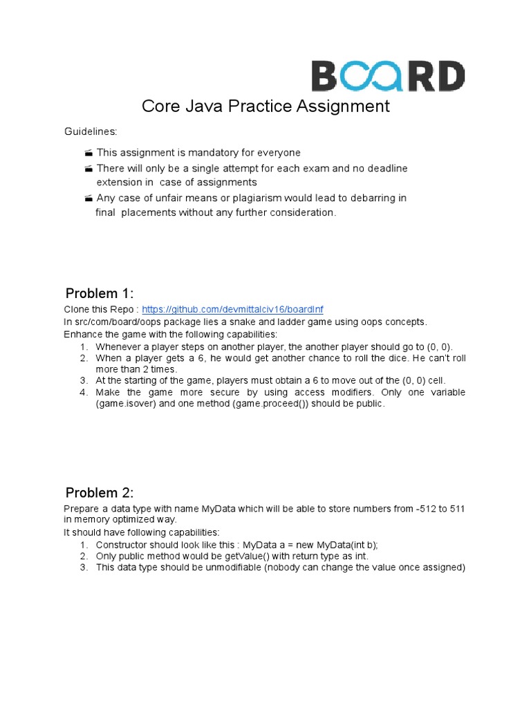 Core Java Practice Assignment - II | PDF