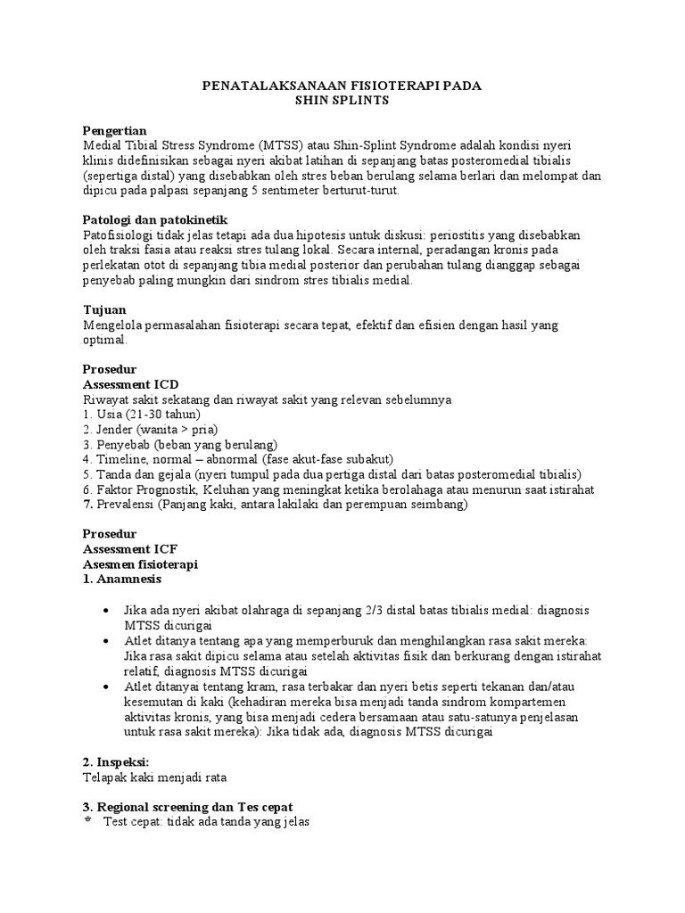 Penatalaksanaan Fisioterapi Pada Shin Splits | PDF | Pengembangan Diri | Kesehatan Holistik