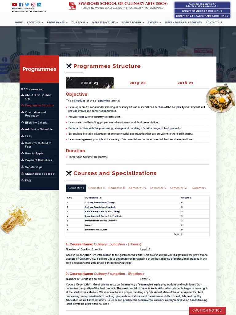 Culinary Arts Program Structure | PDF | Culinary Arts | Food Science