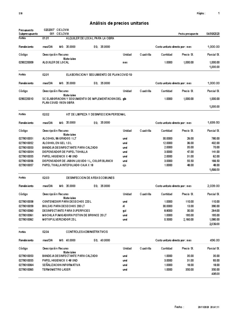 Analisis de Precios Unitarios | PDF | Economias | Business