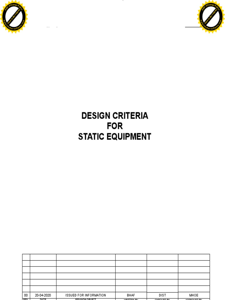 Design Critaria For Static Equipment | PDF | Specification (Technical ...