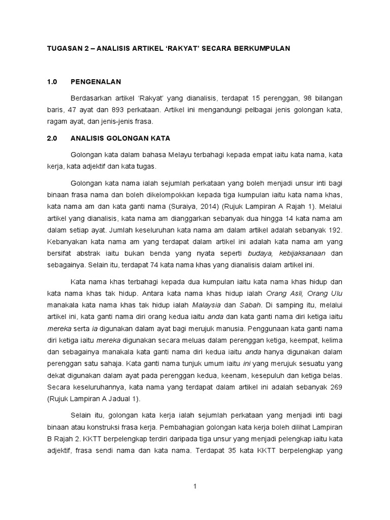 Tugasan 2 Analisis - Kumpulan | PDF