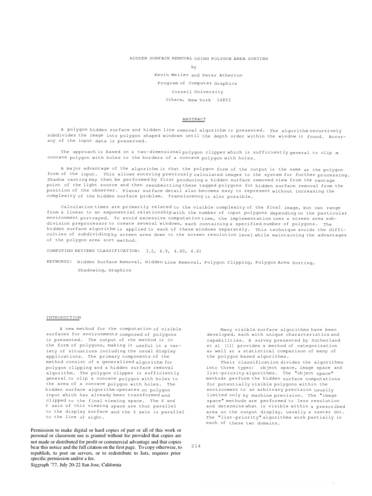 Computer Graphics - Hidden Surface Removal Using Polygon Area Sorting ...
