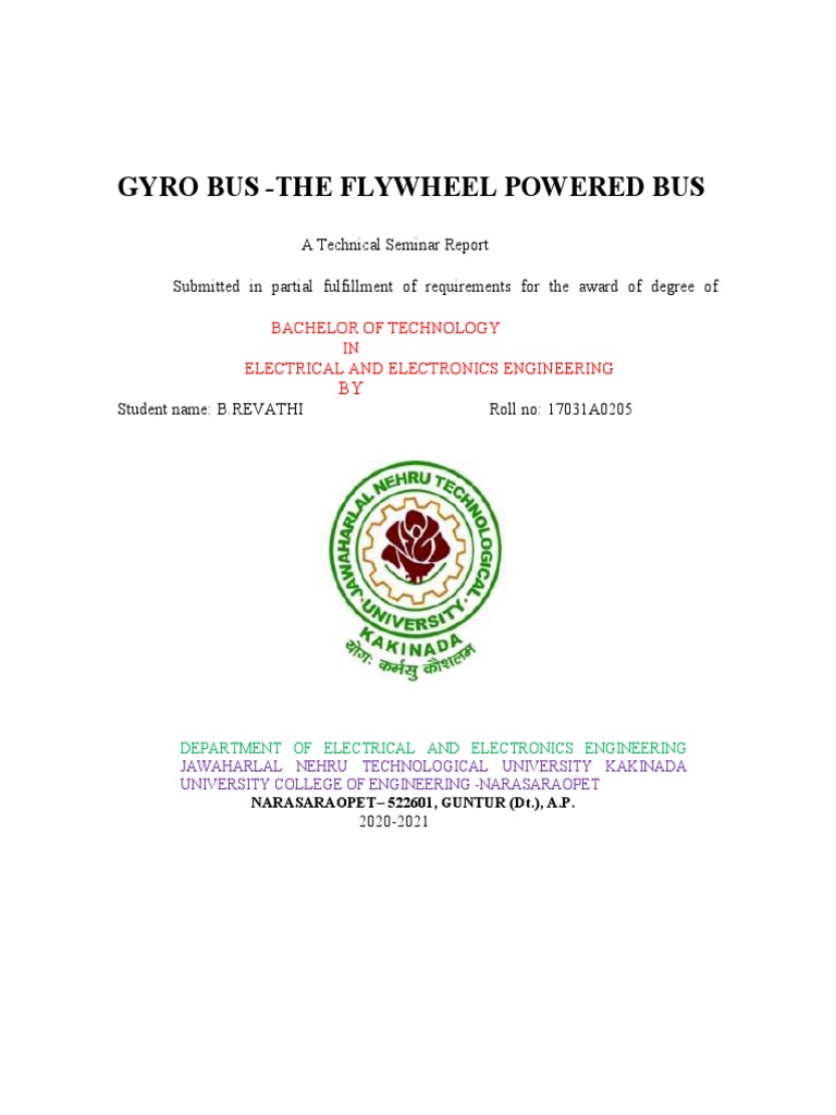 Gyro Bus - The Fly Wheel Powered Bus | PDF | Electrical Engineering | Manufactured Goods