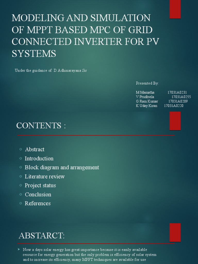 Modelling and Simulation of MPPT Control of Grid Connected Inverter For ...