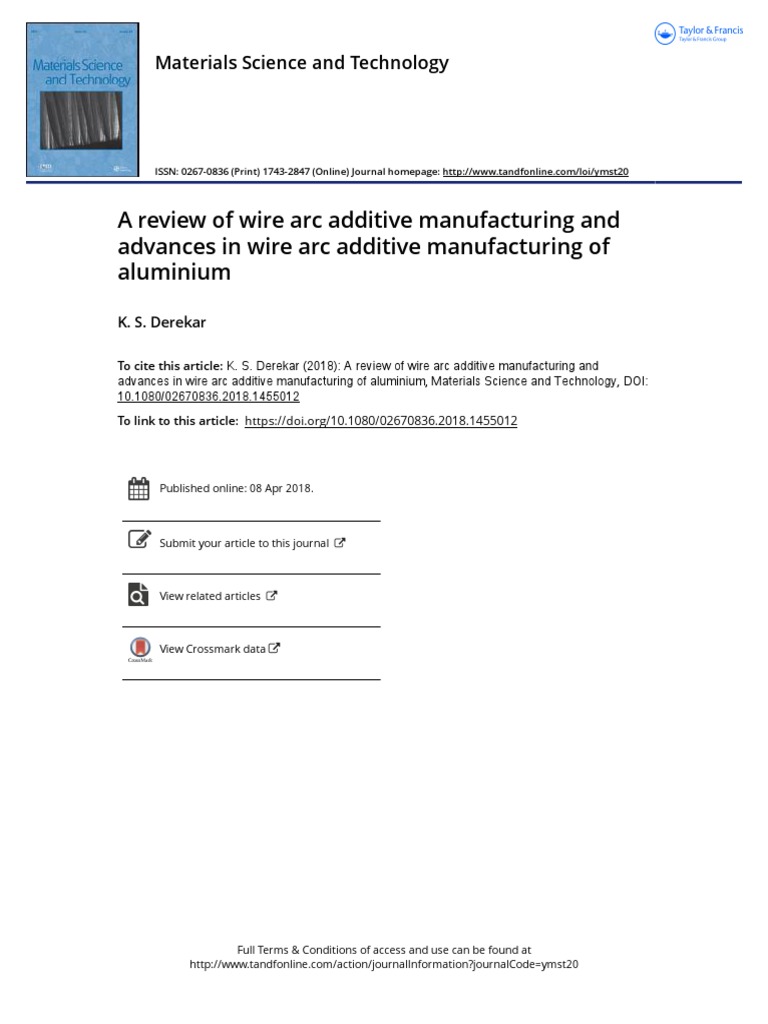 A Review of Wire Arc Additive Manufacturing and Advances in Wire Arc ...