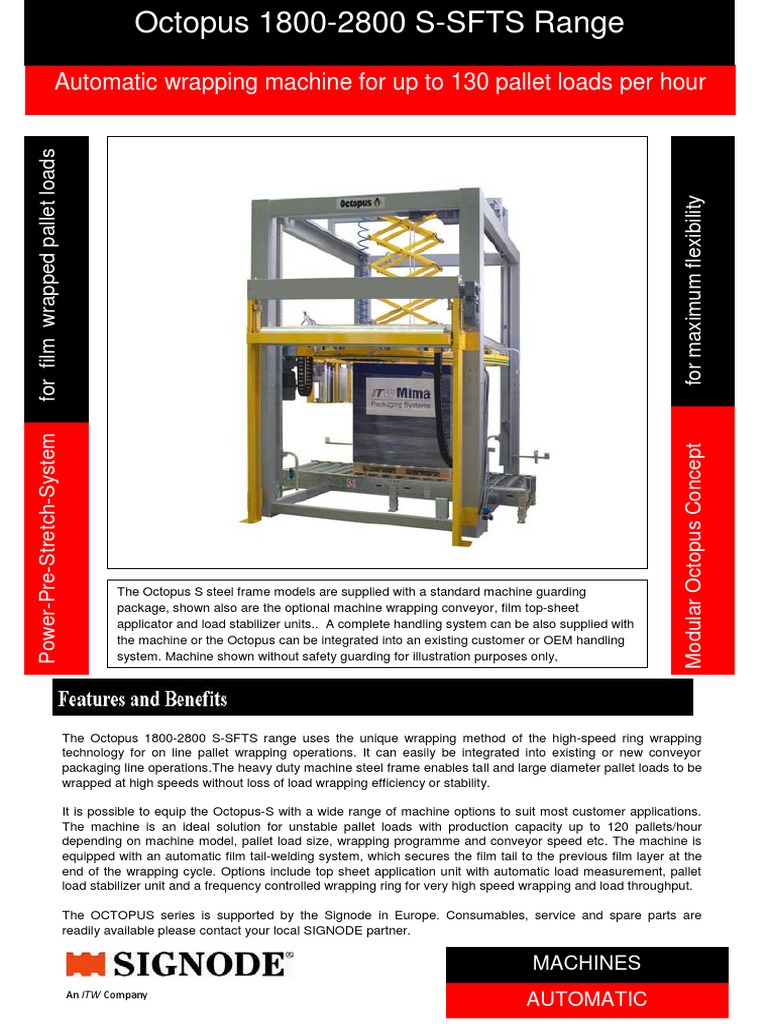 ITW Stretch Wrapper Octopus - 1800-2800 - S-SFTS Data Sheet | PDF ...