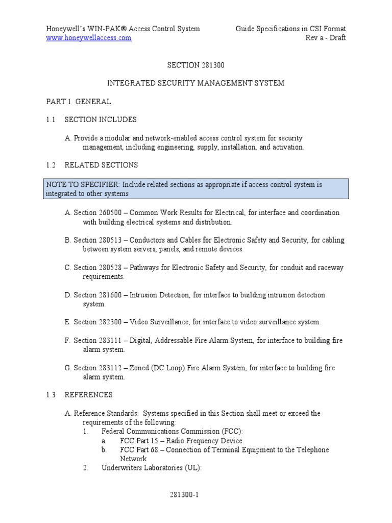 Win Pak Se 3.0 Win Pak Pe 3.0 A&E Specification | PDF | Access Control ...