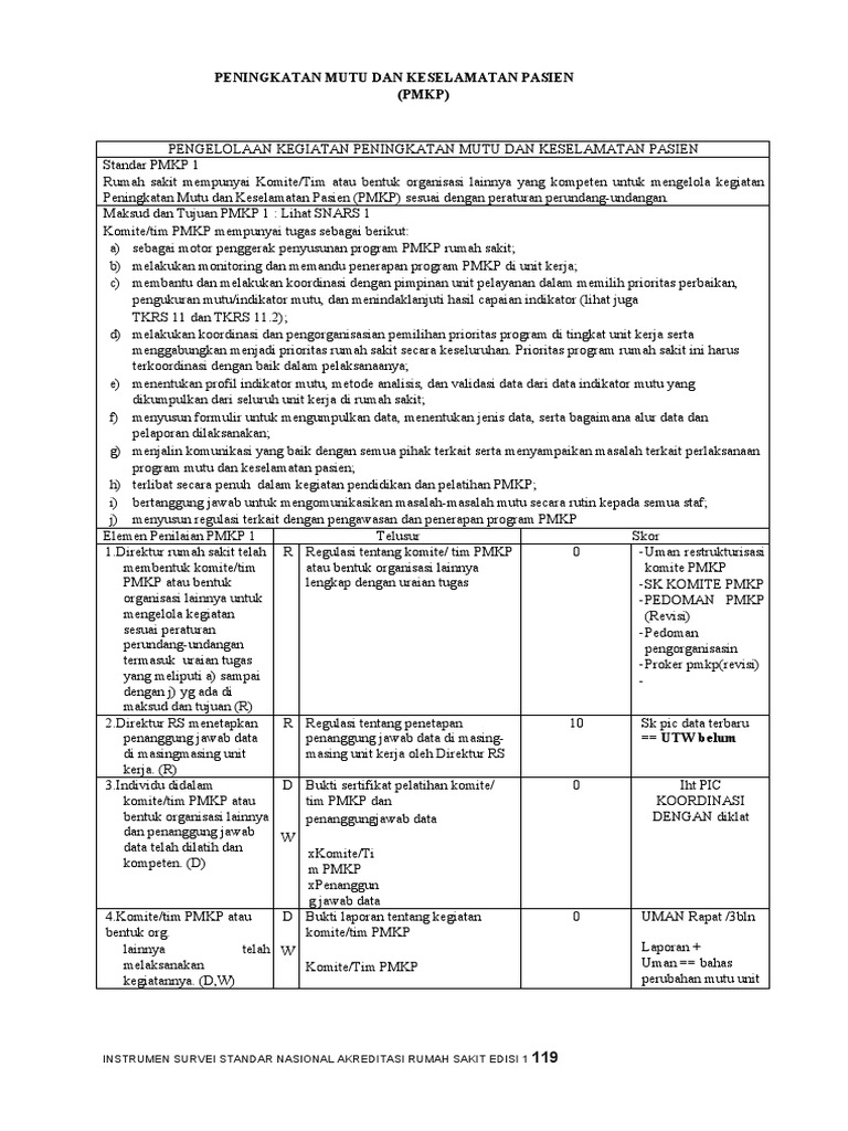 Instrumen Snars PMKP | PDF