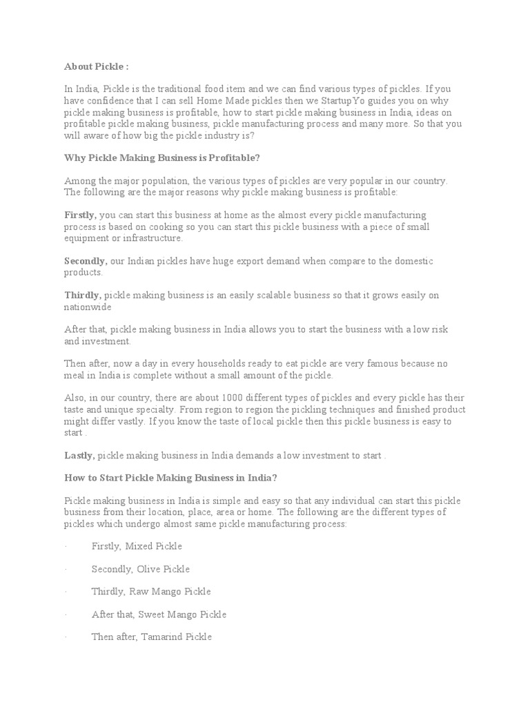 Pickle Market | PDF | Pickling | Chutney