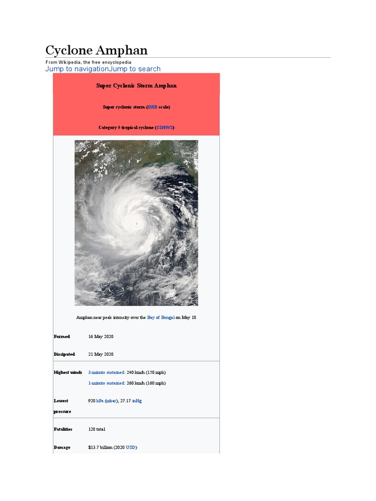 Cyclone Amphan: Jump To Navigationjump To Search | PDF | Tropical ...