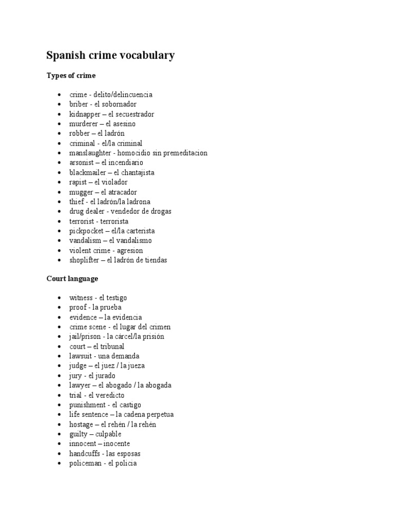 Spanish Crime Voc. | PDF | Ciencias sociales | Derecho