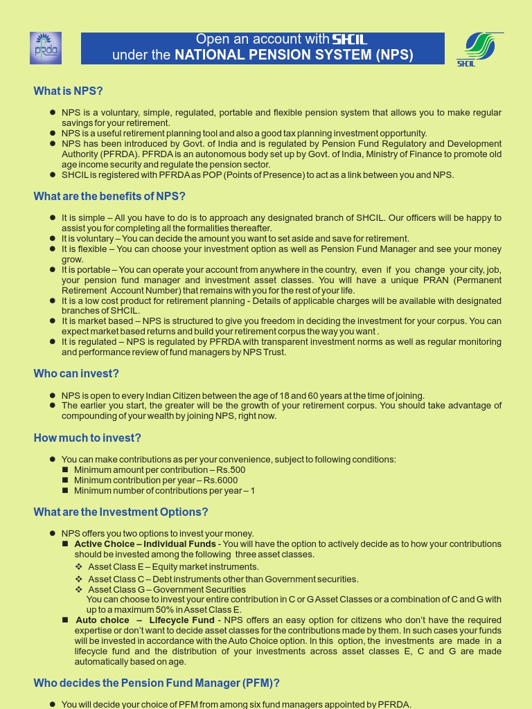 Nps Leaflet Pdf Money Investing